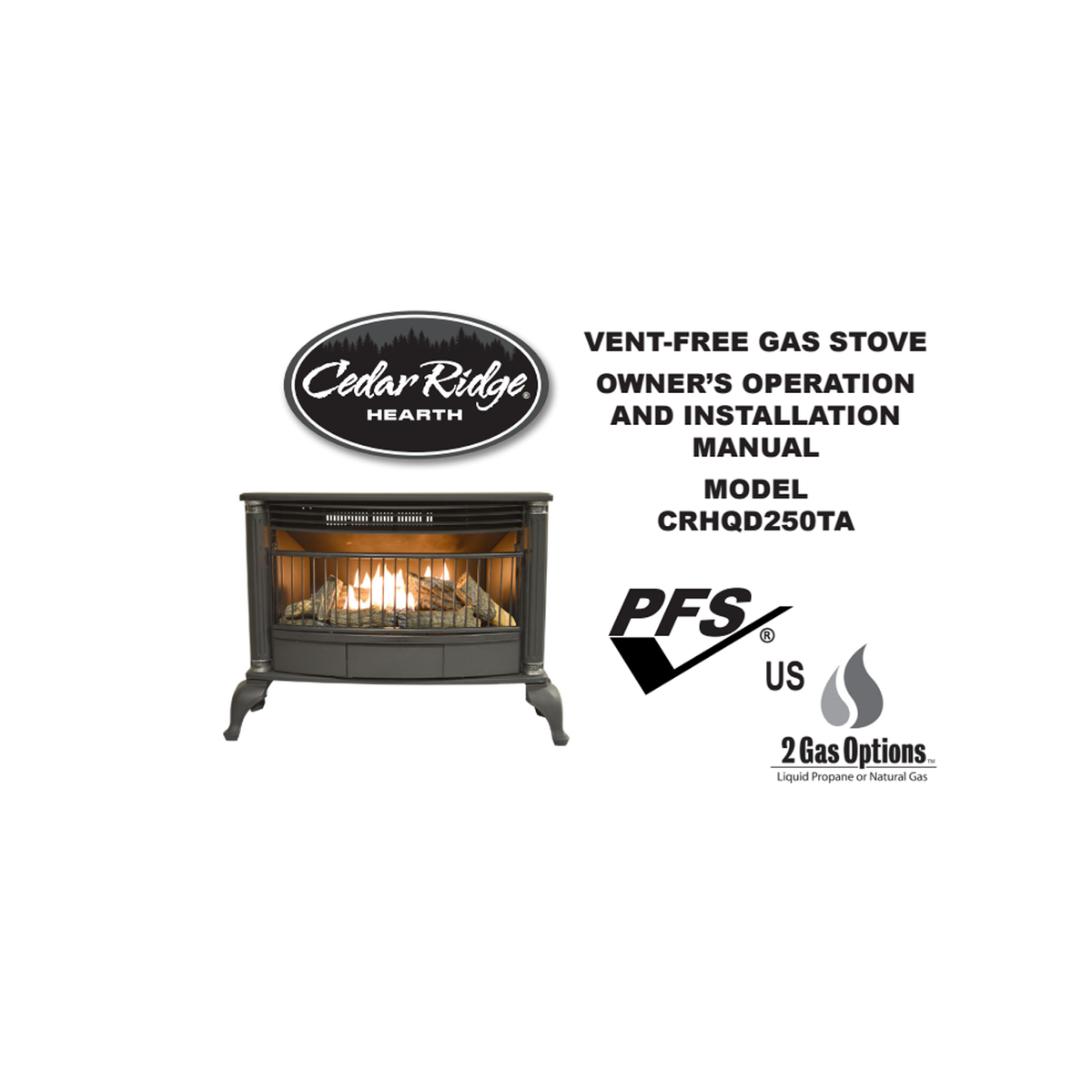 Cedar Ridge Hearth Vent Free Natural Gas or Liquid Propane Gas Stove ...