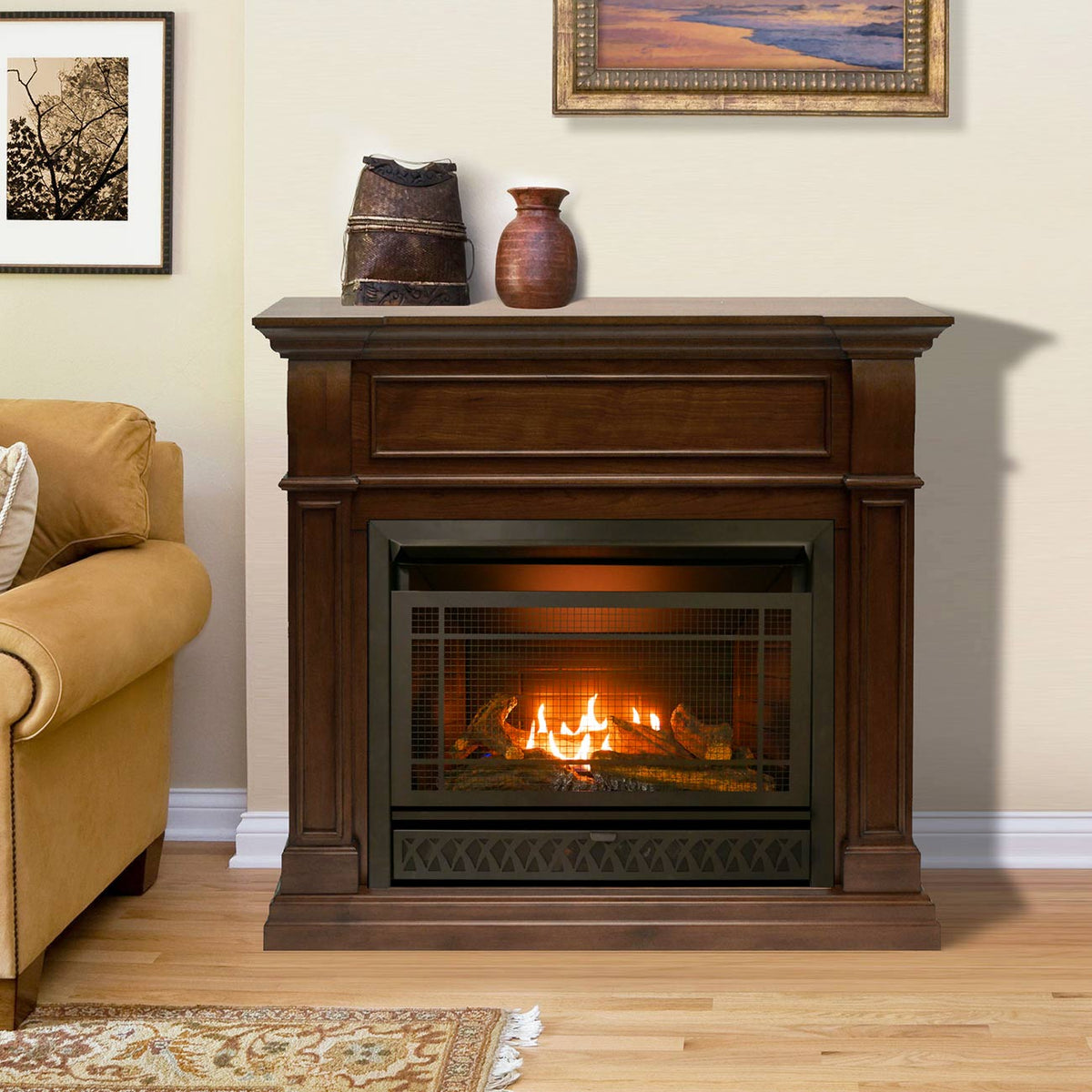 ProCom Dual Fuel Vent Free Gas Fireplace - 26,000 BTU, T-Stat Control ...